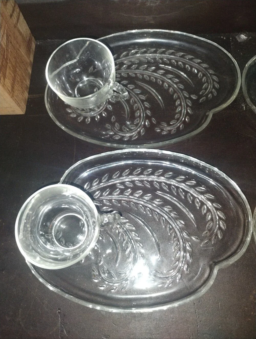 Dining | Vintage Federal Glass Homestead Wheat Clear Glass Snack Set ...